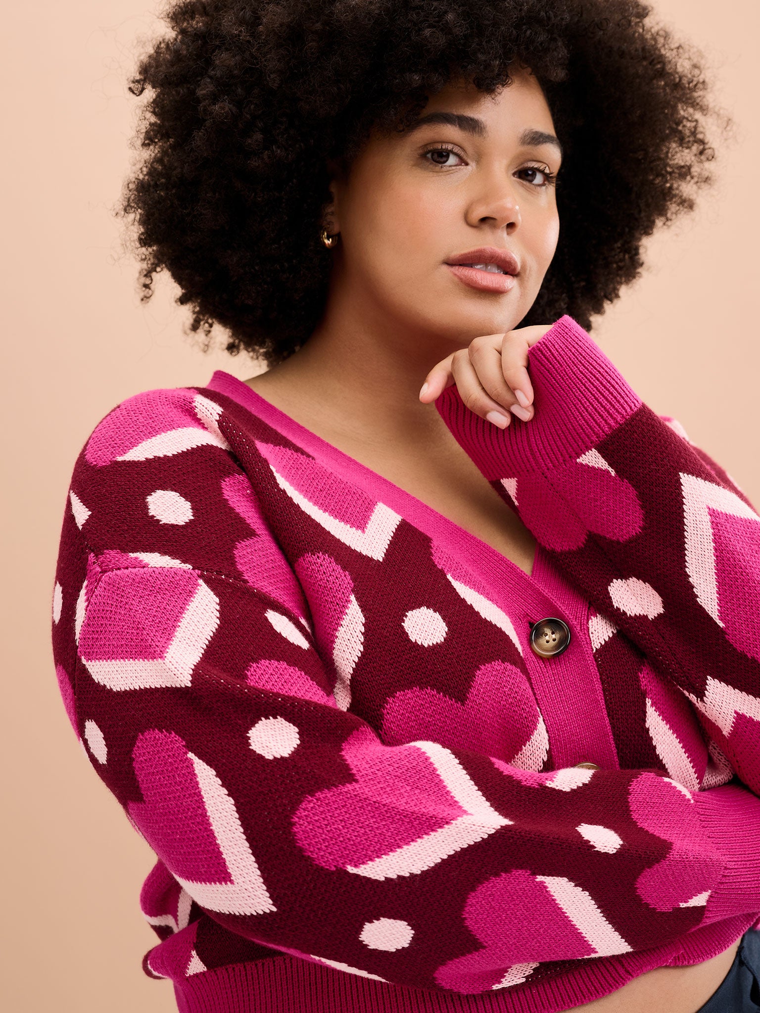 Heather Heart Cardigan in Pink | OMNES | Knitwear | Sustainable ...