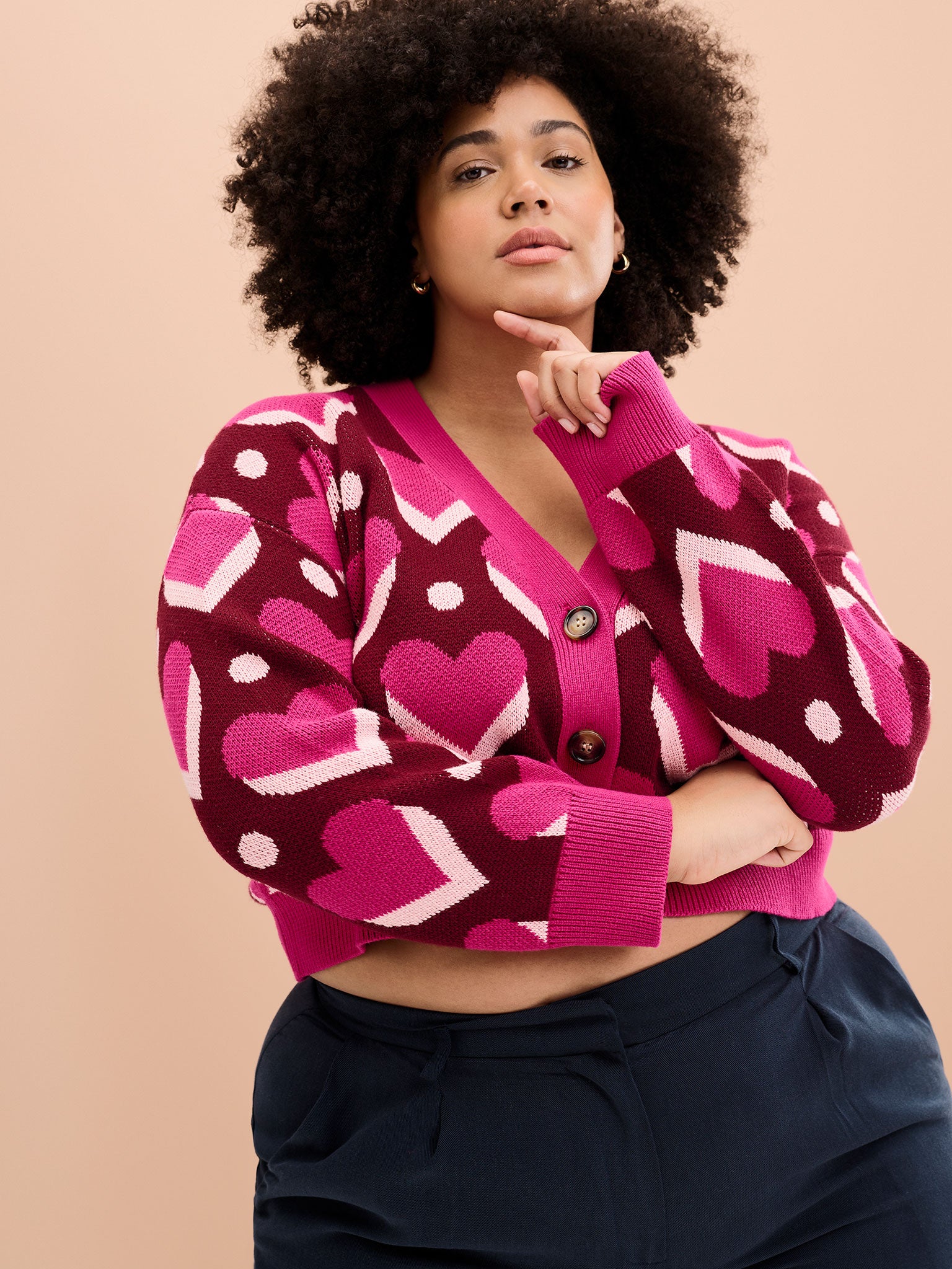 Heather Heart Cardigan in Pink | OMNES | Knitwear | Sustainable ...