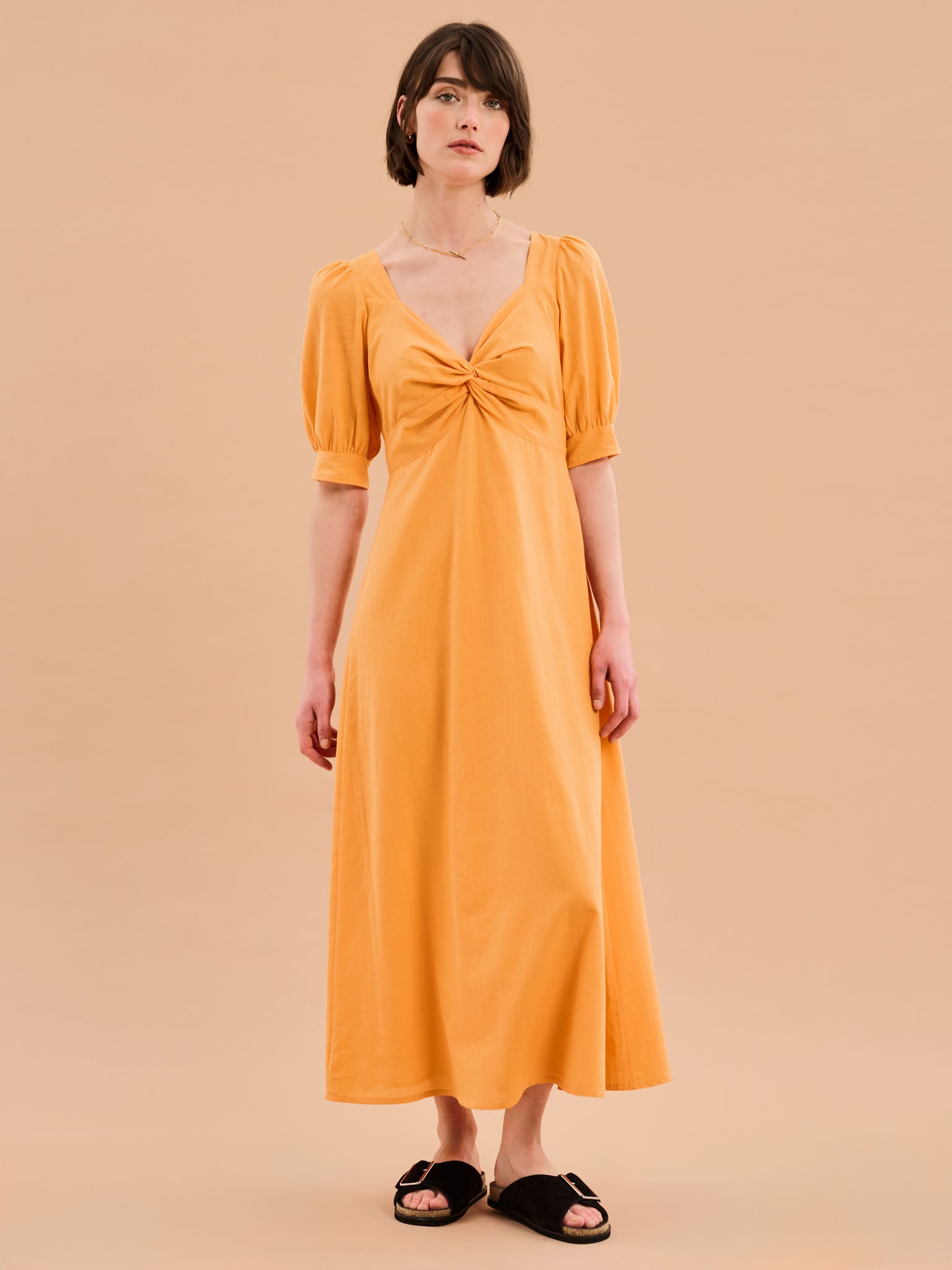 Bluebell Floral Knot Front Dress in Orange | OMNES | Dresses ...