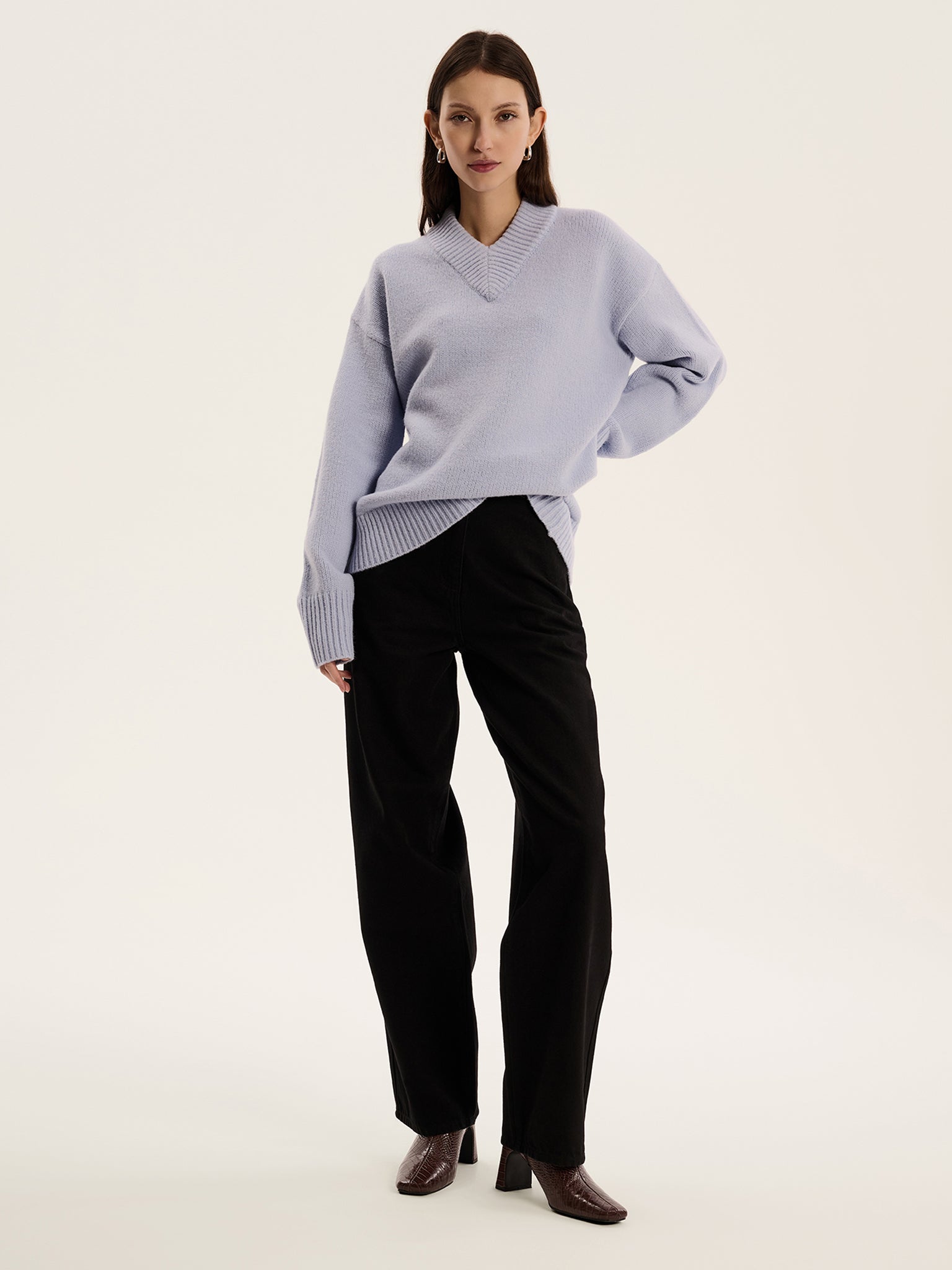 Mandarin Jumper in Light Blue | OMNES | Knitwear | Sustainable ...