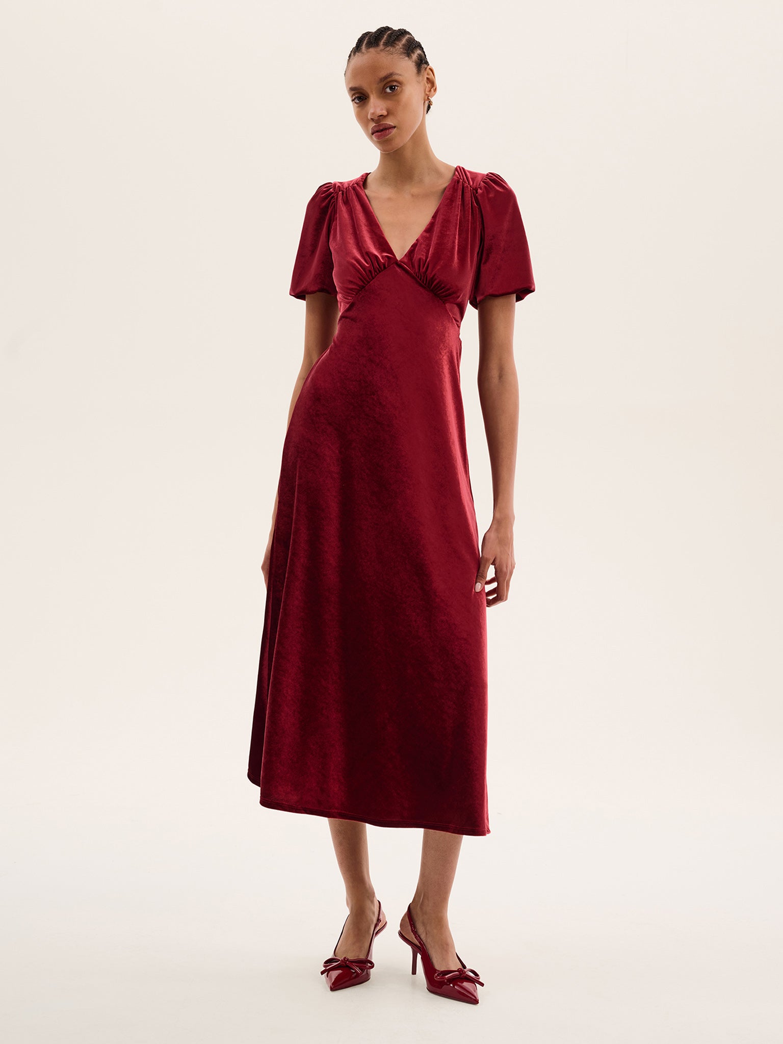 Rosie Velvet Dress in Red | OMNES | Ethical & Affordable Clothing ...