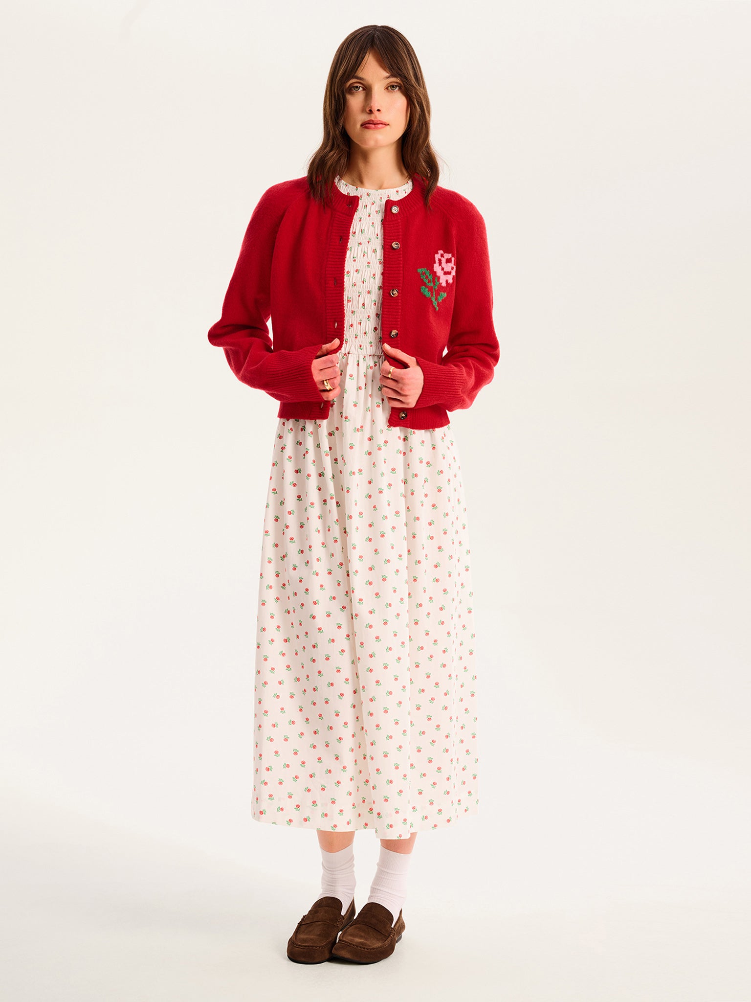 August Rose Cardigan in Red | OMNES | Knitwear | Sustainable ...