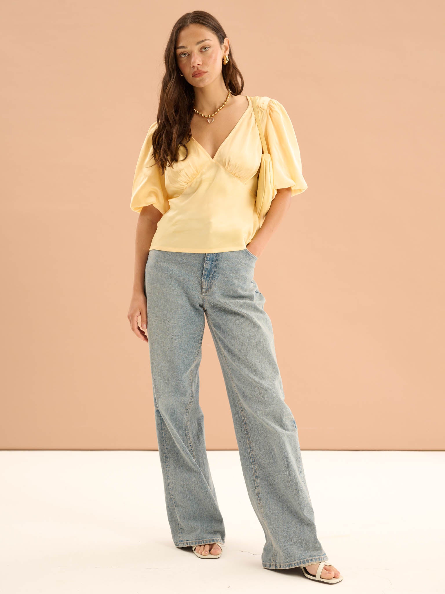 Cressida Puff Sleeve Top in Yellow | Dresses | Occasionwear ...