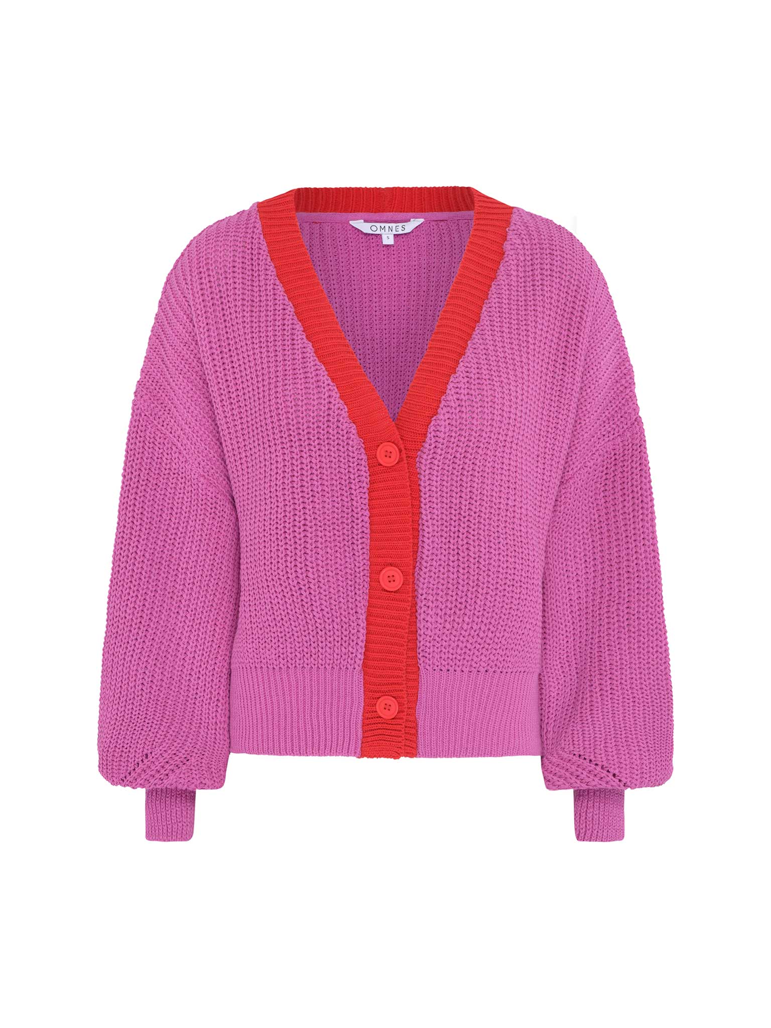 Hopper Cardigan in Pink and Red | OMNES | Knitwear | Sustainable ...