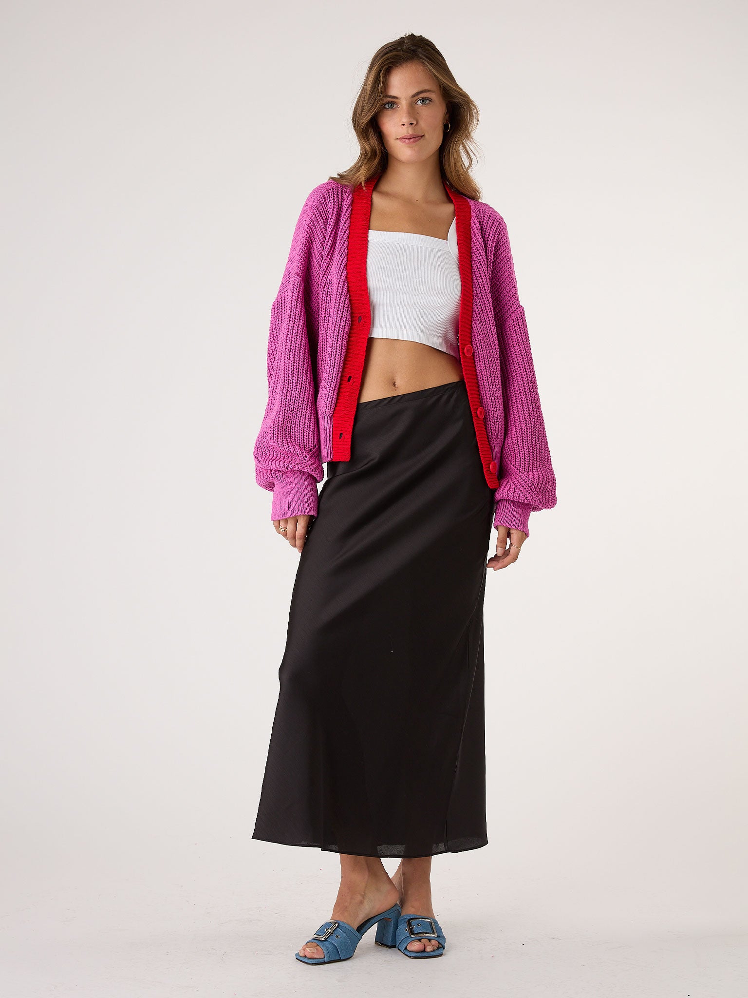 Hopper Cardigan in Pink and Red | OMNES | Knitwear | Sustainable ...