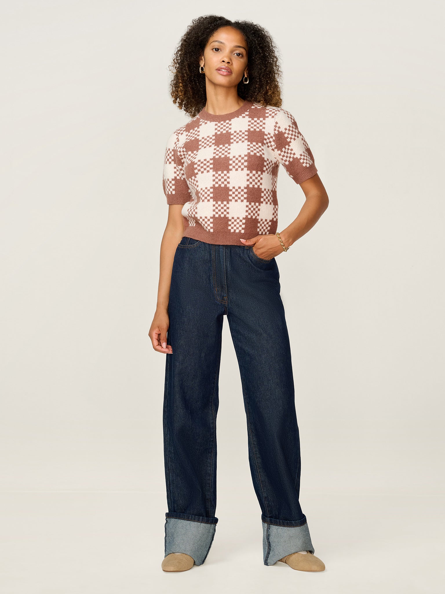 Lexi Weave Top in Brown and Cream | OMNES | Ethical & Affordable Clothing