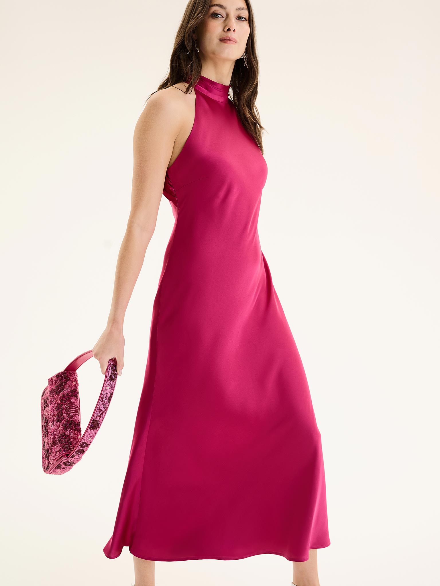 Seychelles Drape Back Detail Dress in Magenta | OMNES | Dresses ...